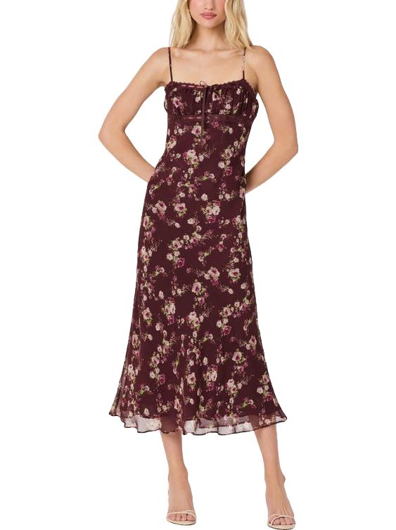 ASTR THE LABEL ASTR the Label Floral Lace Trim Midi Dress